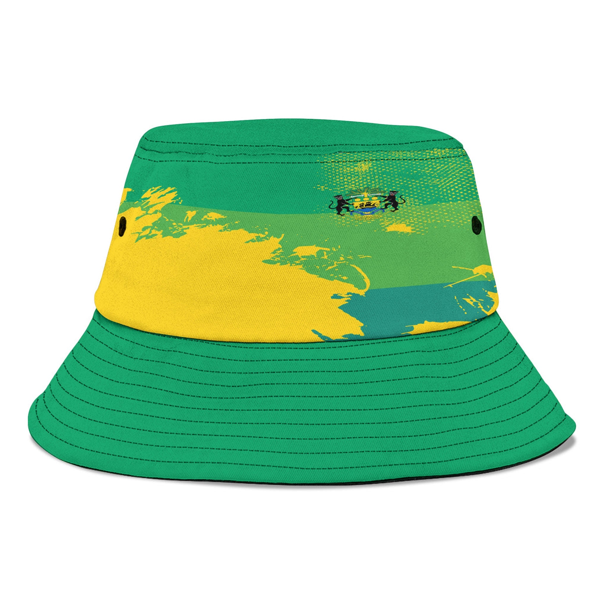 Gabon Bucket Hat Flag & Coat Of Arms Paint Style – To The Closet