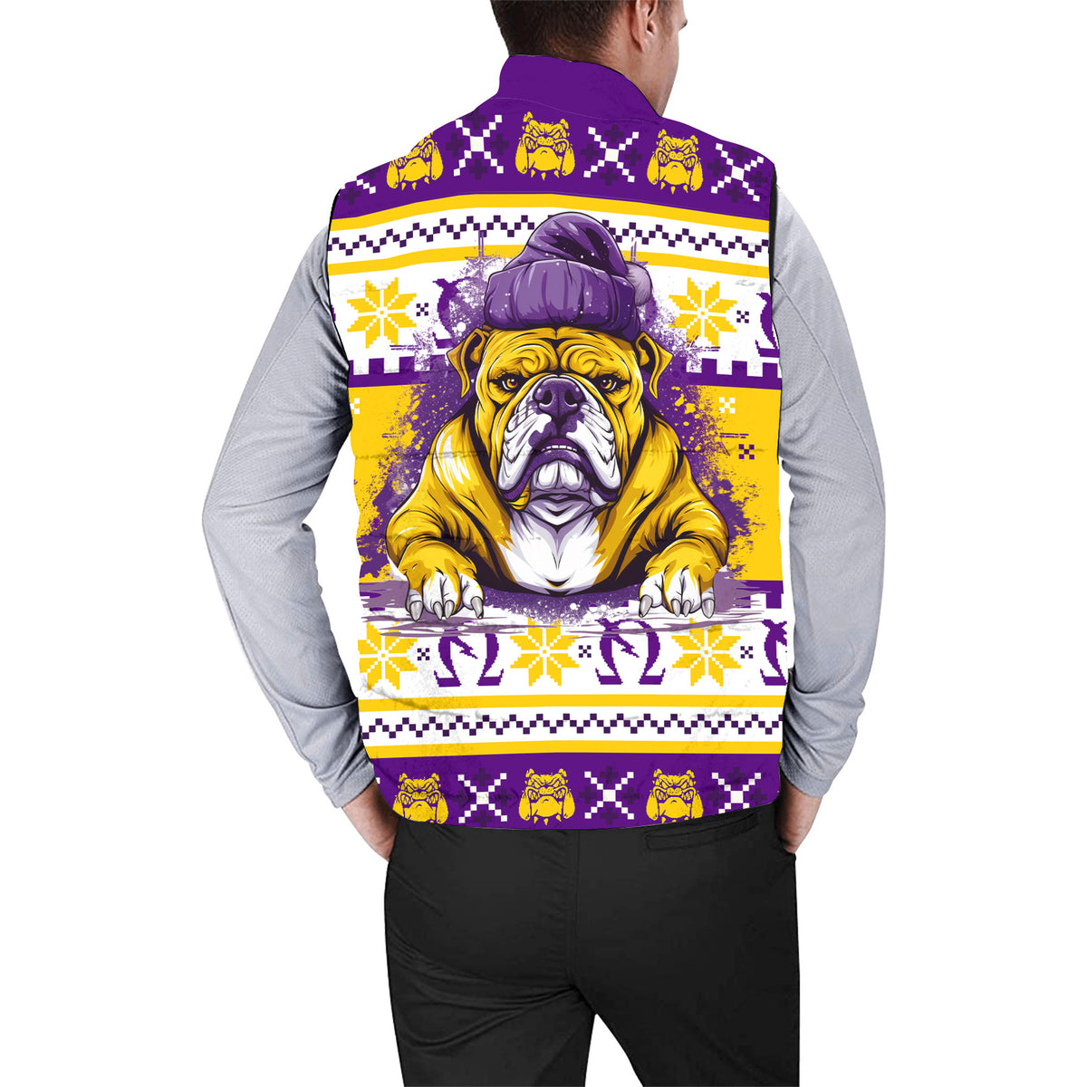 Fraternity Jacket - OPP Christmas Bulldog Men Padded Jacket Vest – To ...