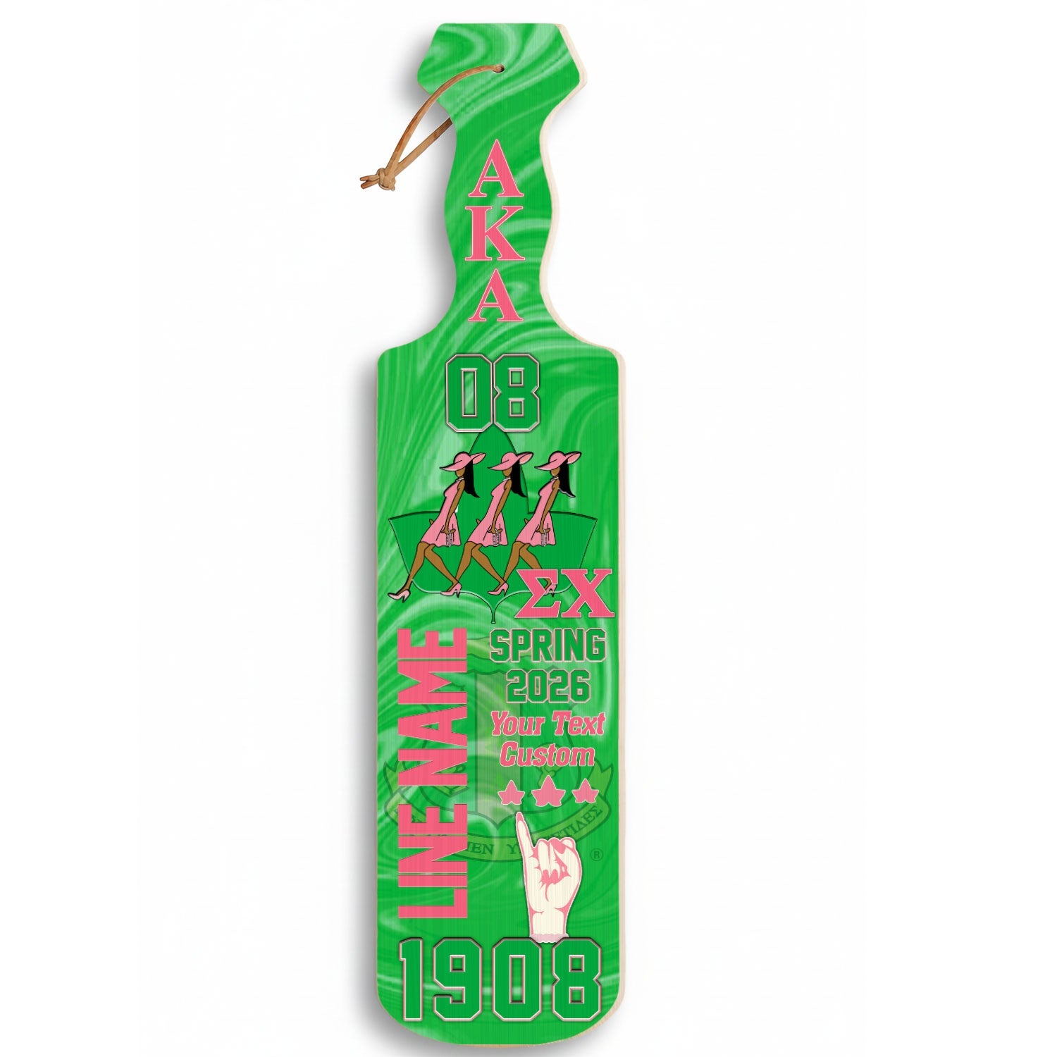 Personalized Alpha Kappa Alpha Wooden Paddle Green Classic Greek Style ...