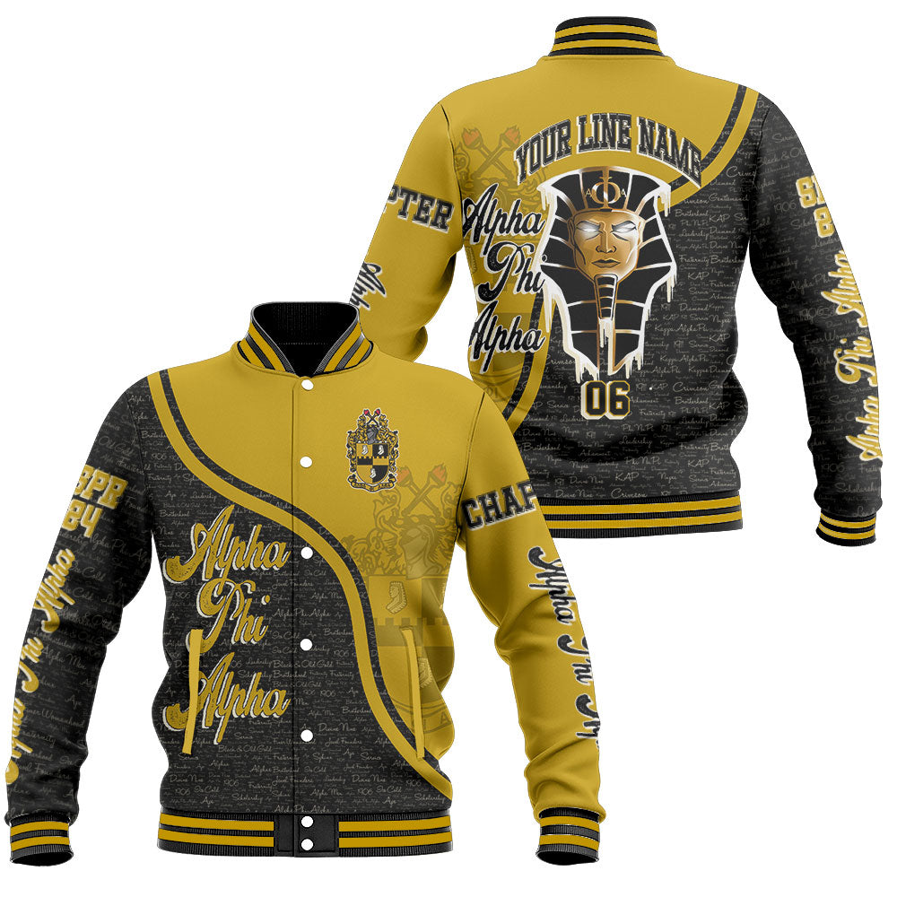 Personalized Alpha Phi Alpha Baseball Jacket Gold Signature Tribute St ...