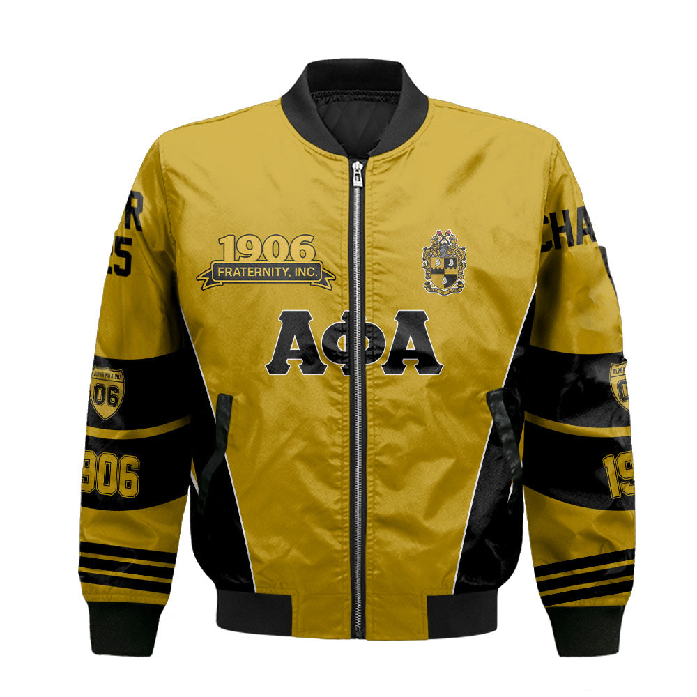 Personalized Alpha Phi Alpha Bomber Jacket Old Gold Sporty Style – To ...