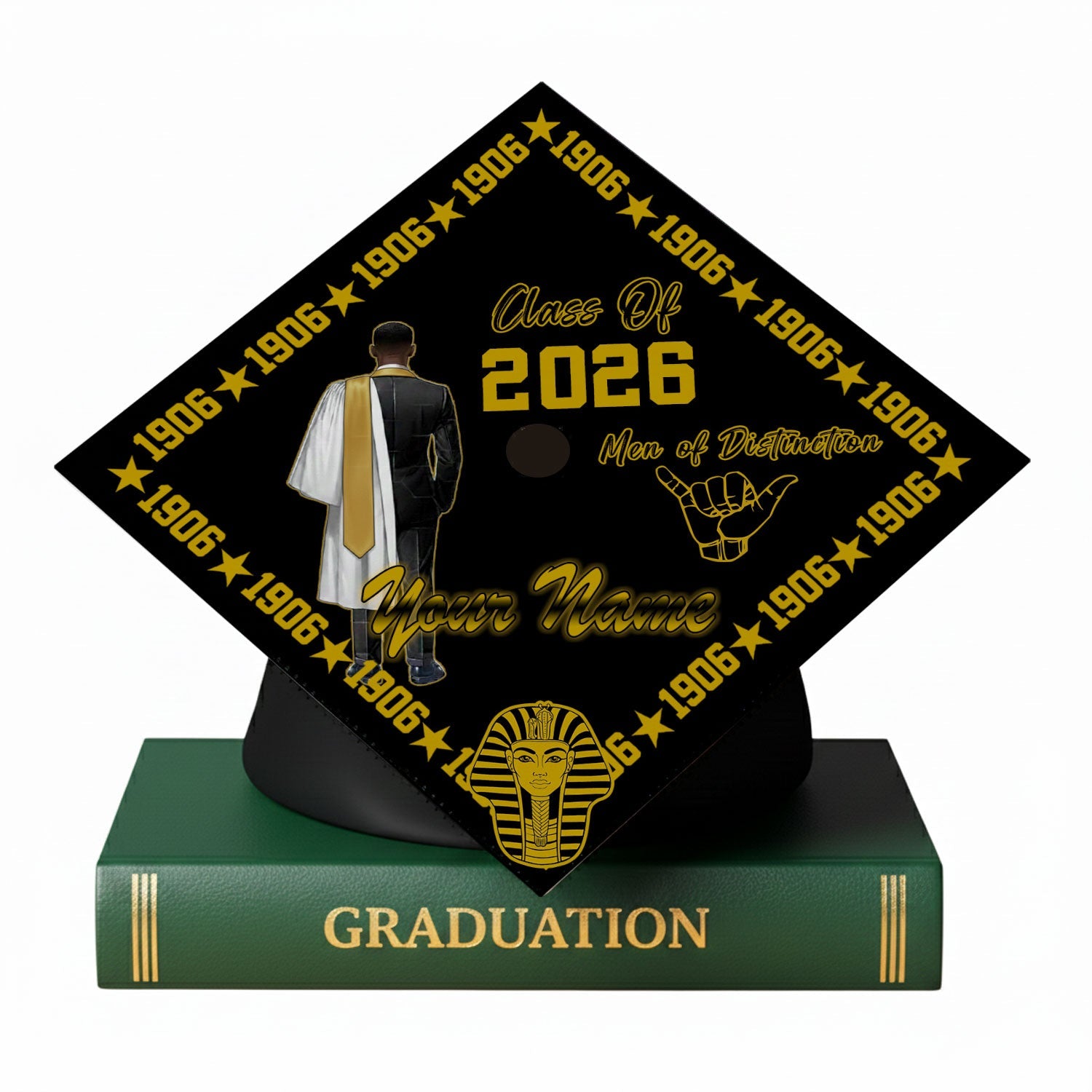 Personalized Alpha Phi Alpha Graduation Cap Black Graduate Silhouette ...