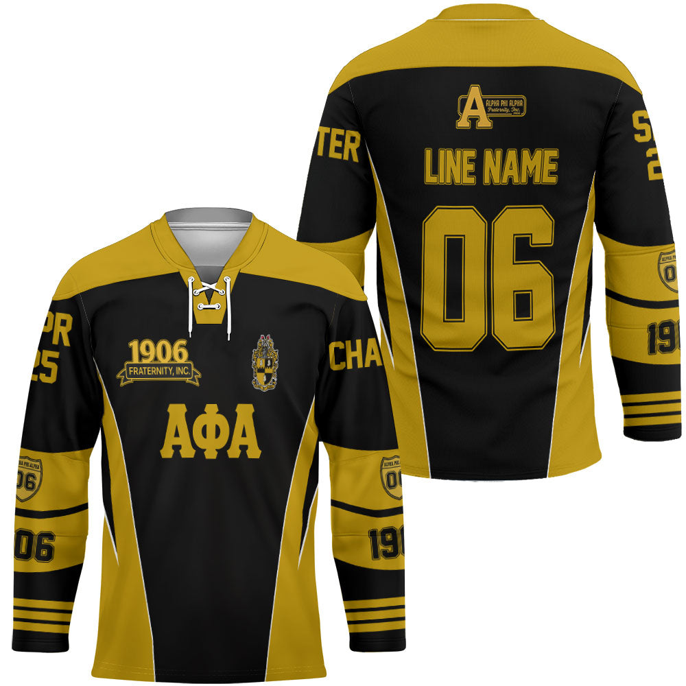 Personalized Alpha Phi Alpha Hockey Jersey Black Sporty Style – To The ...