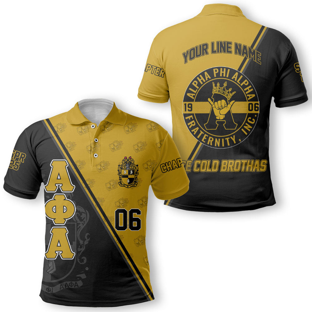 Personalized Alpha Phi Alpha Polo Shirt Gold Crosscut Style – To The Closet
