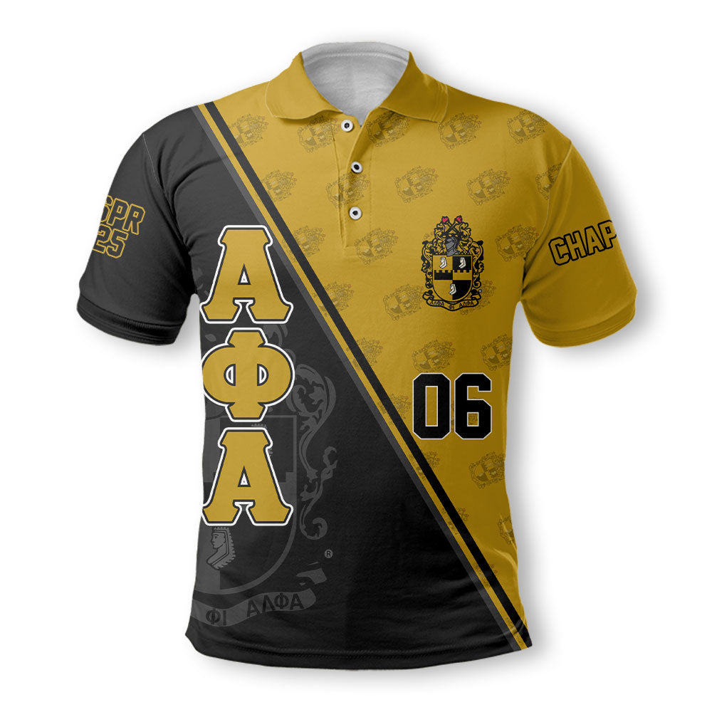 Personalized Alpha Phi Alpha Polo Shirt Gold Crosscut Style – To The Closet