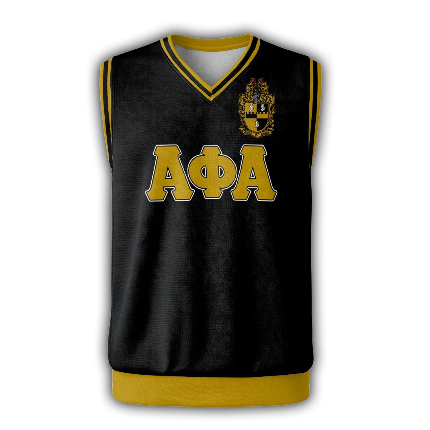 Personalized Alpha Phi Alpha V Neck Sleeveless Vest Black Ringer Style ...