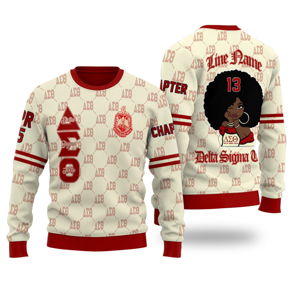 Personalized Delta Sigma Theta Ugly Sweater Cream Luxe GC Pattern – To ...