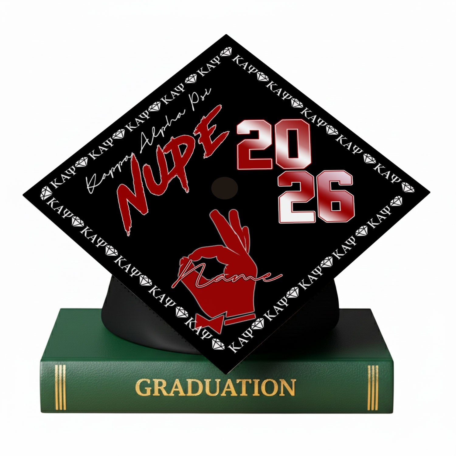 Personalized Kappa Alpha Psi Graduation Cap Black Greek Handsign Style ...