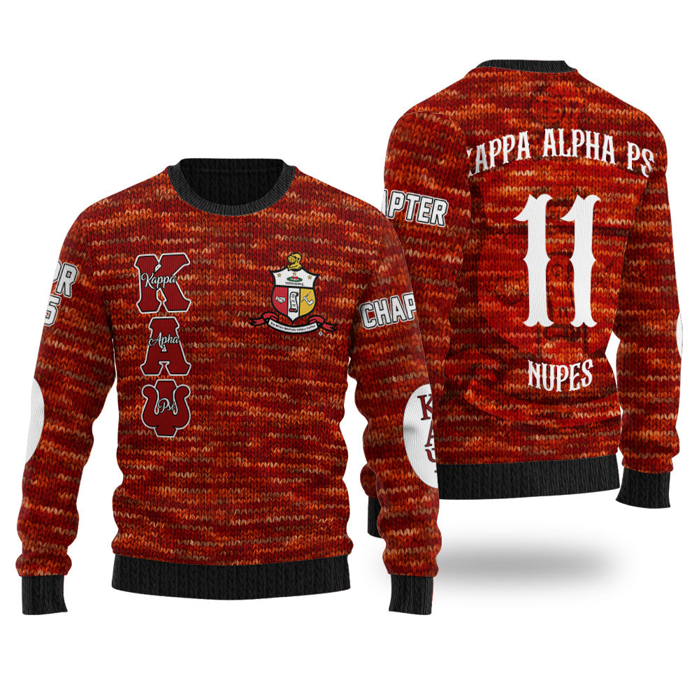 Personalized Kappa Alpha Psi Ugly Sweater Crimson Knit Pattern Style ...