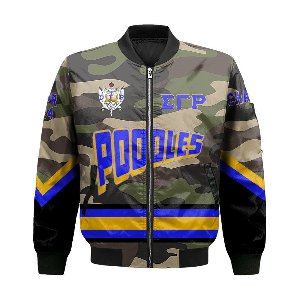 Personalized Sigma Gamma Rho Bomber Jacket Blue Camo Style – To The Closet