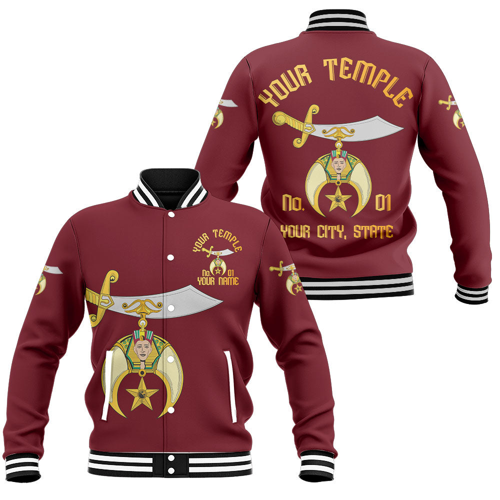 Personalized Noble Shriners Emblem Baseball Jacket Black Temple Name A ...