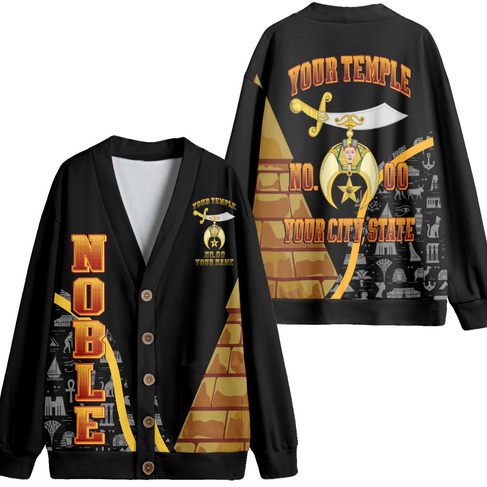 Personalized Noble Shriners Emblem Fleece Cardigan Black Temple Name E ...