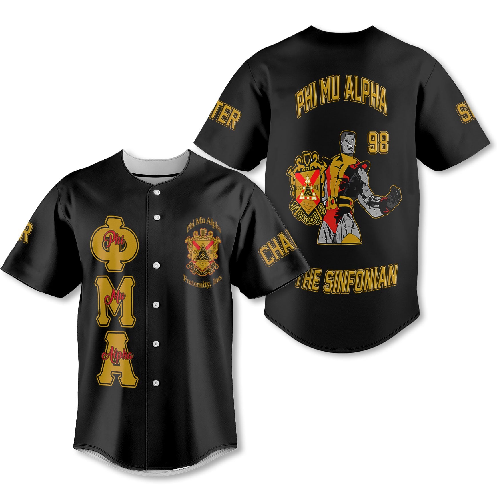 Personalized Phi Mu Alpha Baseball Jerseys Black Yellow The Strongest – To The Closet