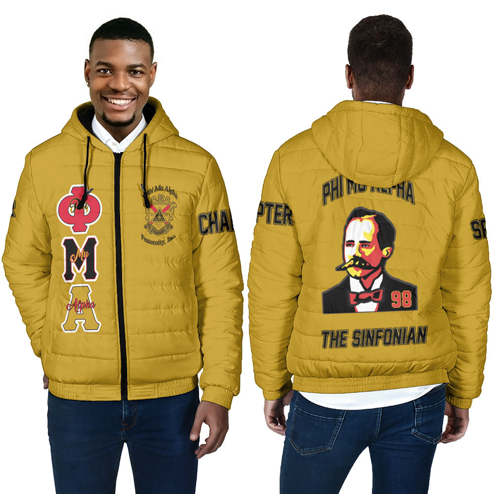 Personalized Phi Mu Alpha Men Hooded Padded Jackets Yellow Black Mutic ...