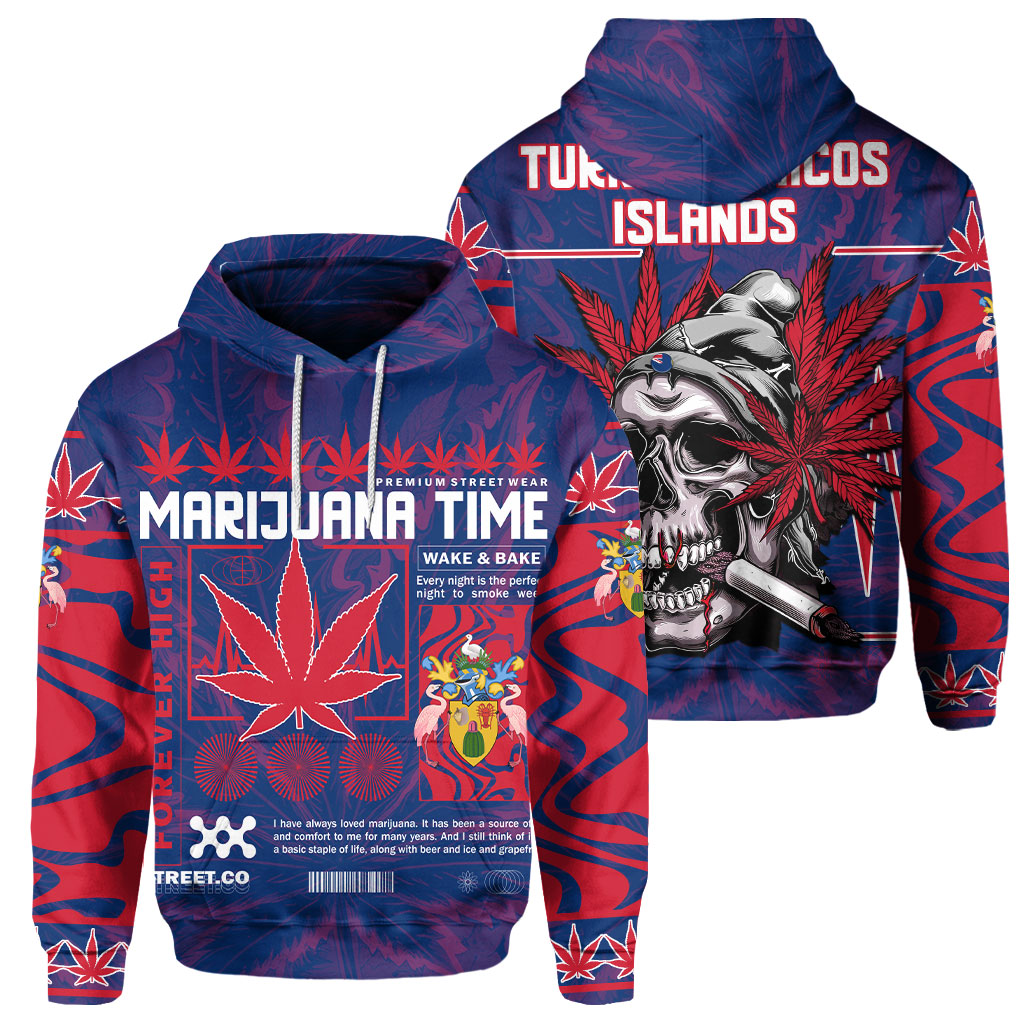 Turks and Caicos Islands Hoodie Flag & Coat Of Arms Marijuanas Style ...