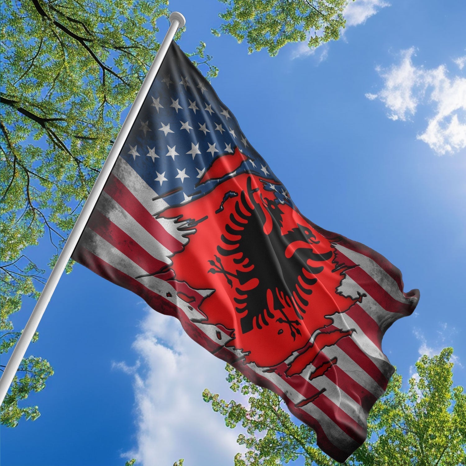American Albanian Flag, US And Albania Polyester Flag The Scratch Styl ...