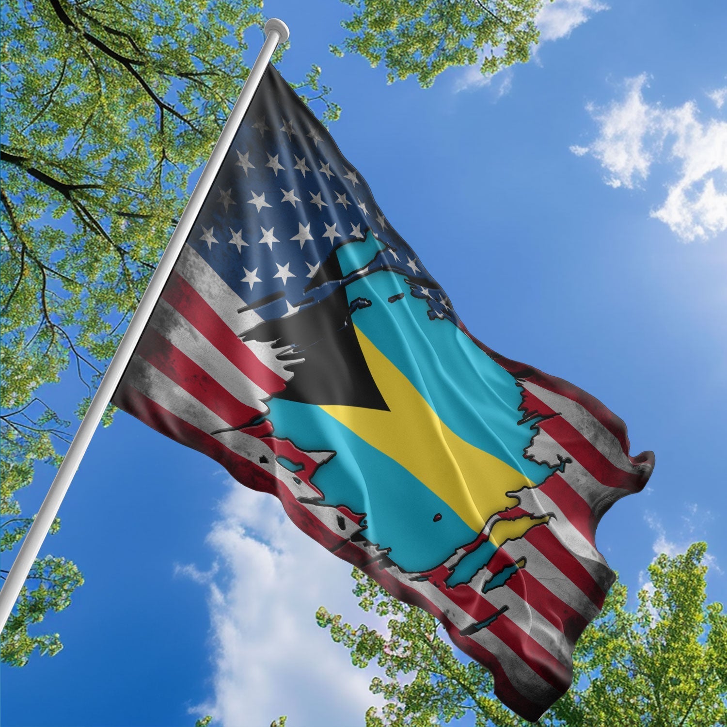 American Bahamian Flag, US And Bahamas Polyester Flag The Scratch Styl ...