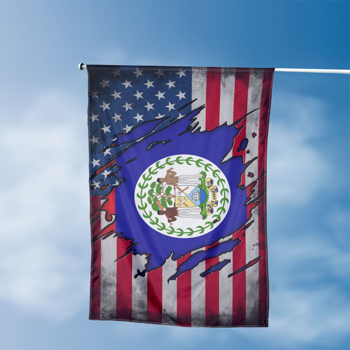 American Belizean Flag, US And Belize Polyester Flag The Scratch Style ...