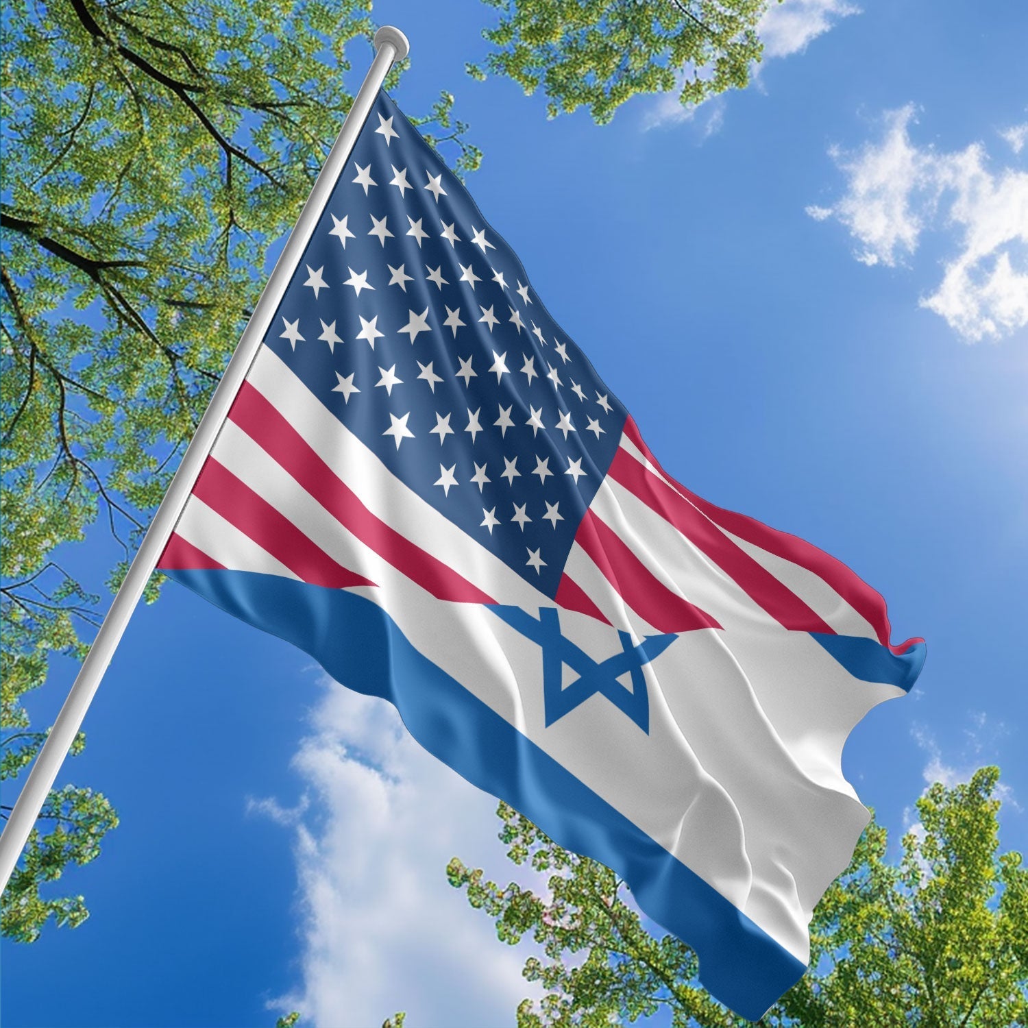 American Israeli Flag, US And Israel Polyester Flag Friendship Blend T ...