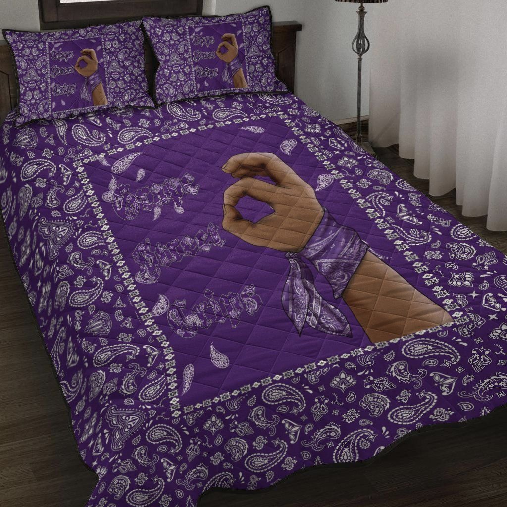 Grape Street Crips Gang Sign - Quilt Bed Set Purple Bandana – To The Closet