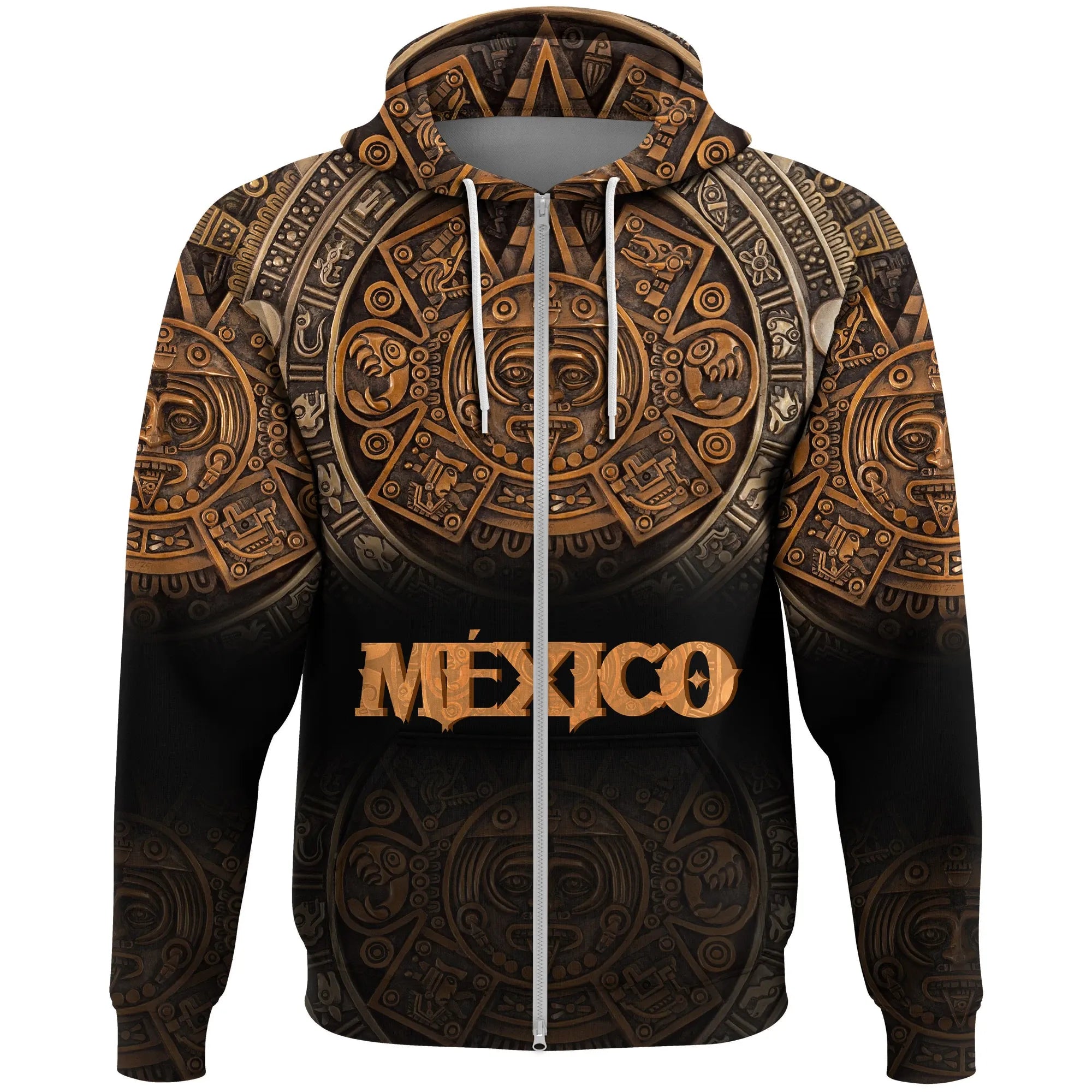 Mexico Aztec Zip Hoodie The Ancient Aztec Calendar – To The Closet