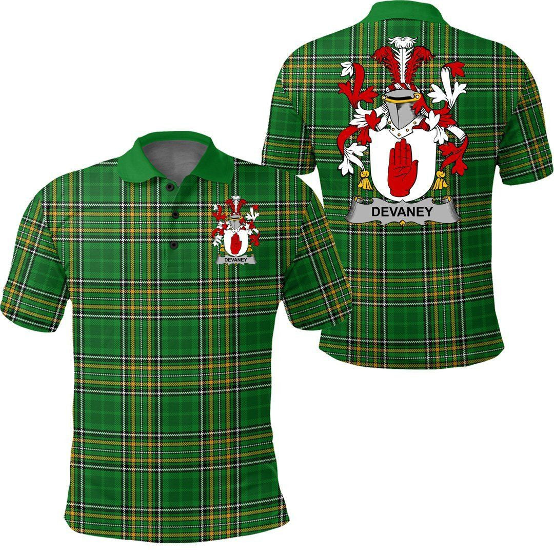 Devaney or O'Devaney Family Crest Ireland Polo Shirt - Irish National ...