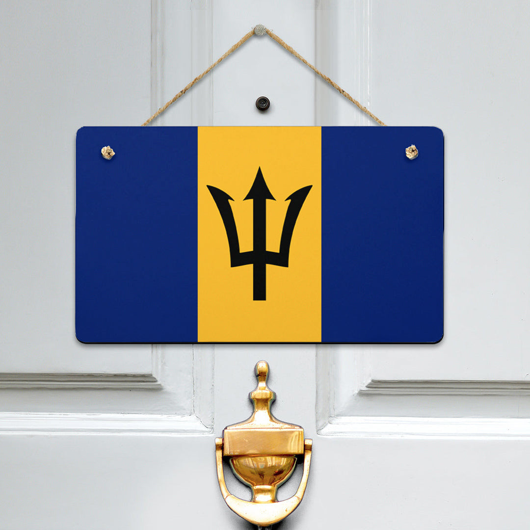 Flag Of Barbados Hanging Door Sign – To The Closet