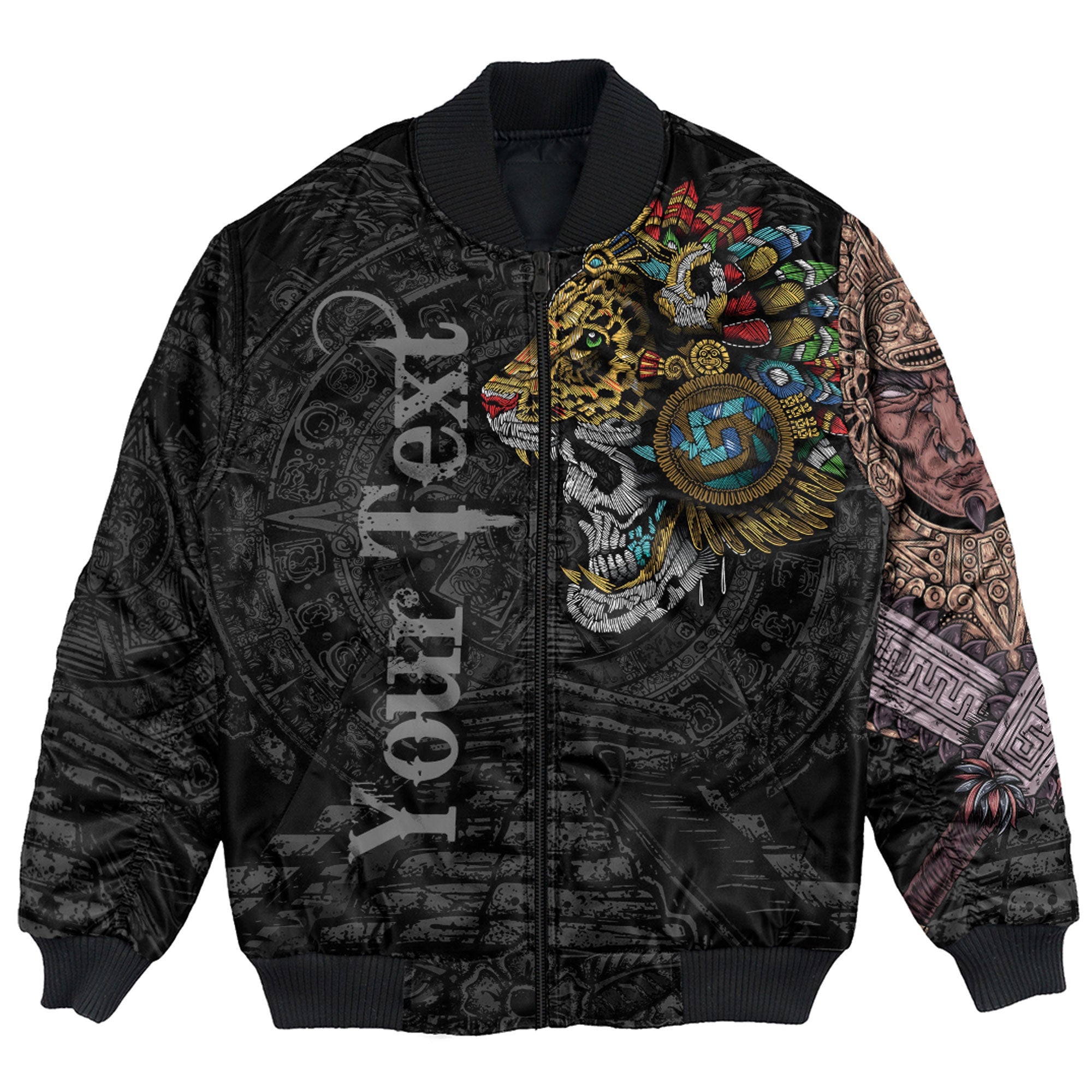 Custom Custom Mexico Skull Jaguar Warrior Aztec Bomber Jackets – To The ...