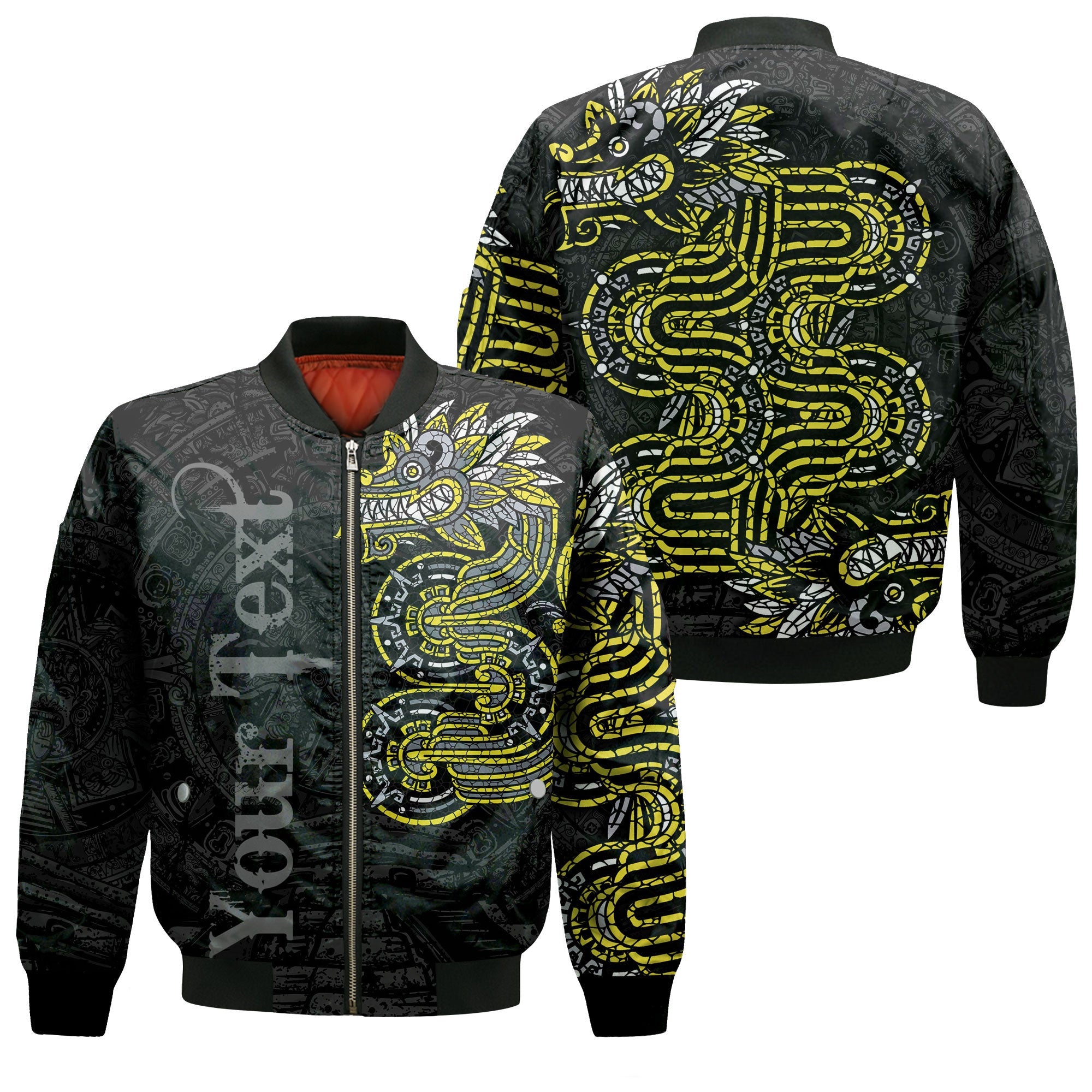 Custom Mexico Quetzalcoatl Mexican God Aztec Gold Version Zip Bomber J ...