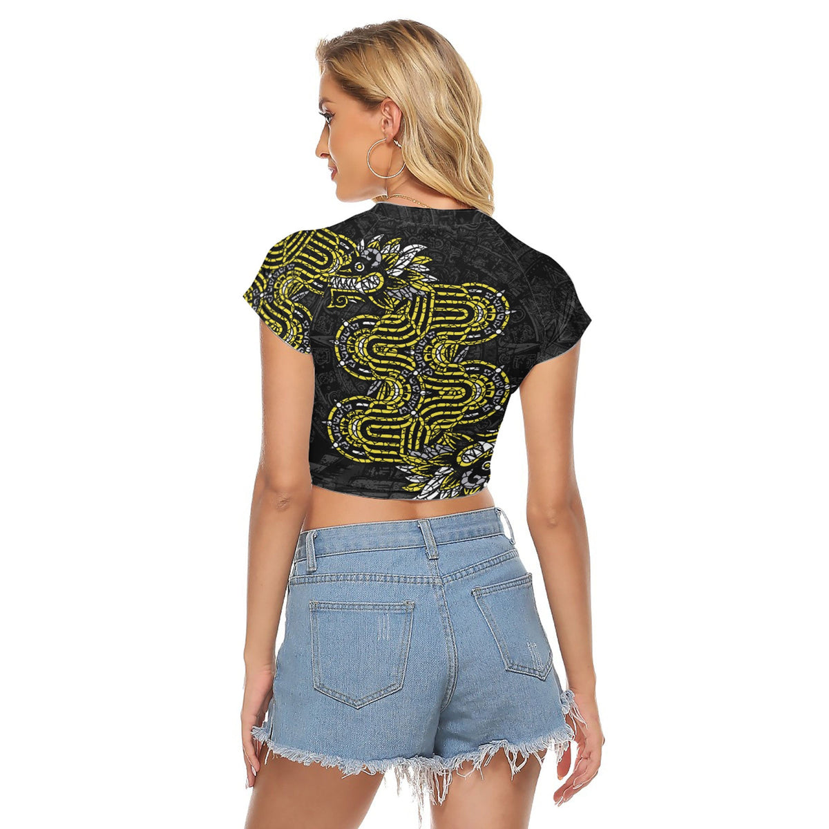Custom Mexico Quetzalcoatl Mexican God Aztec Gold Version Women Raglan ...