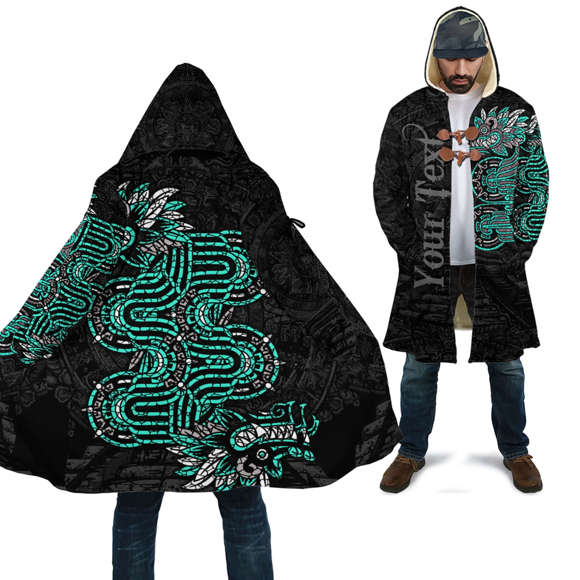 Custom Mexico Quetzalcoatl Mexican God Aztec Cyan Version Cloak – To ...