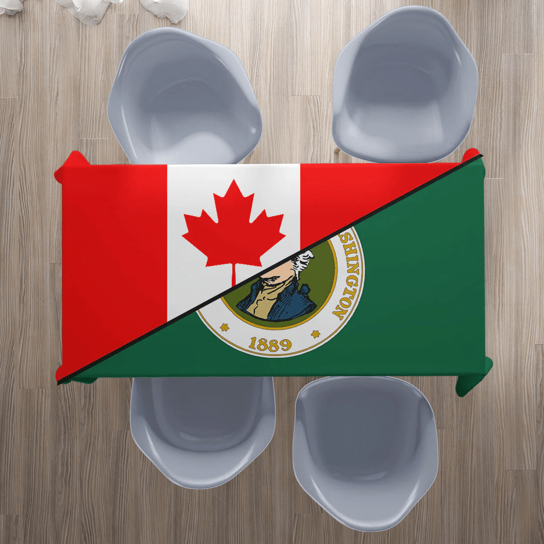 Flag Of Washington 1923 With Canada Flag Tablecloth – To The Closet