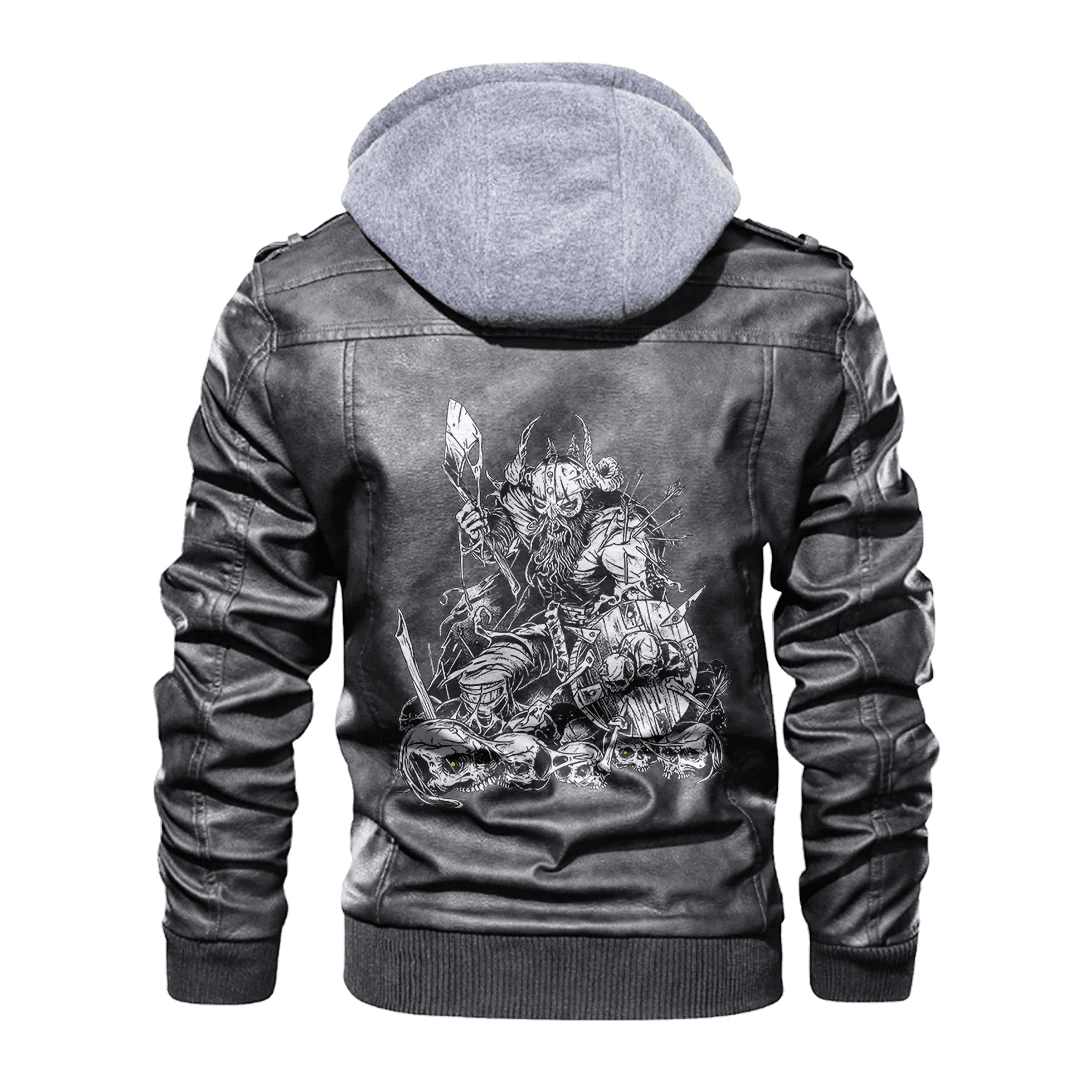 Viking Warrior Viking and Skull Leather Jacket – To The Closet