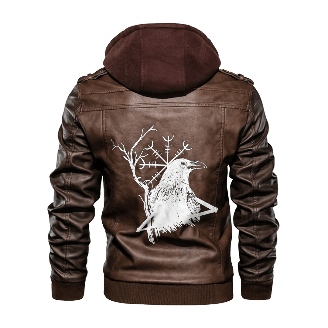 Viking Raven Rune and Helm of Awe Leather Jacket – To The Closet