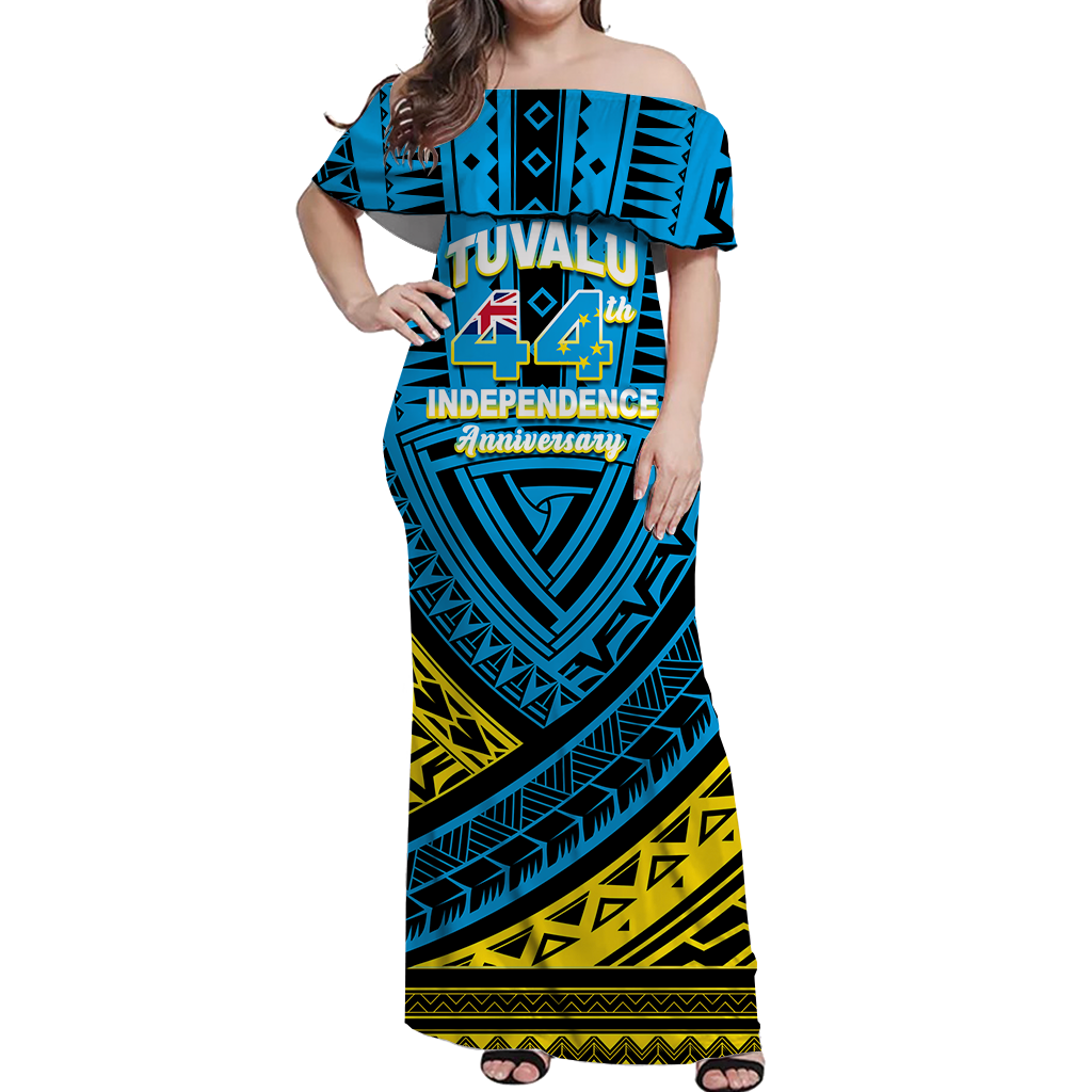 Tuvalu Off Shoulder Long Dress 44th Independence Anniversary - Tribal ...