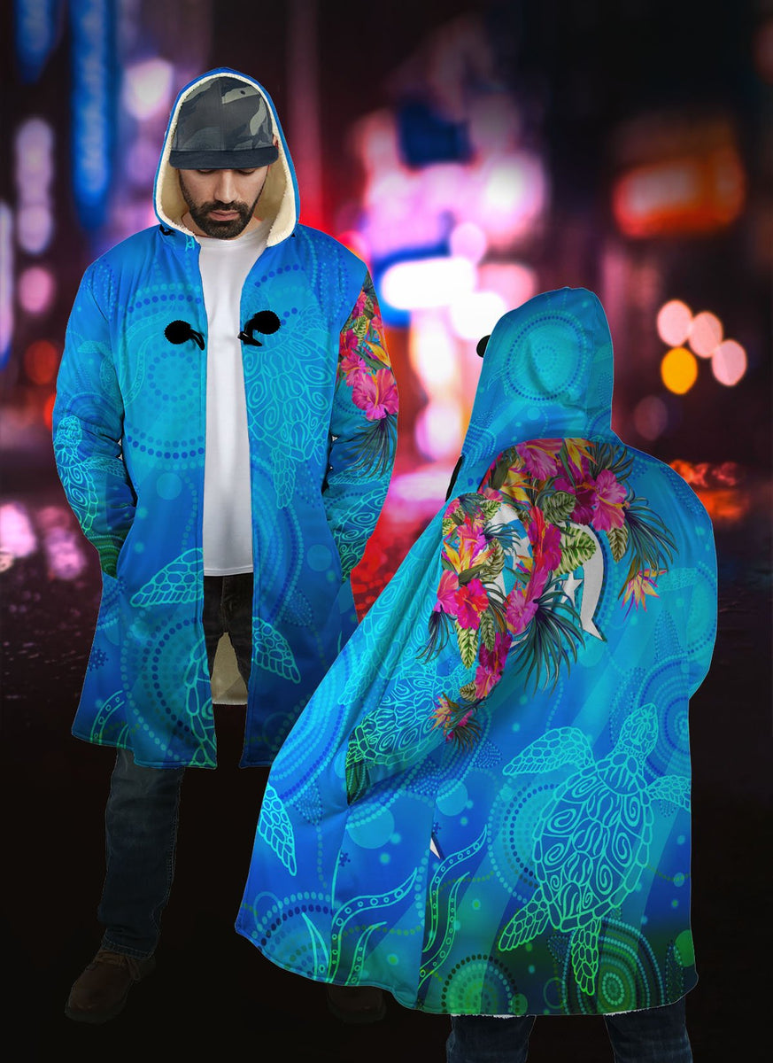 Cloaks - Torres Strait Blue Sea With Hibiscus – To The Closet