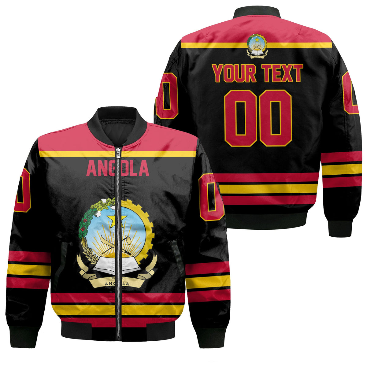 Angola Bomber Jacket Flag & Coat Of Arms Hockey Style – To The Closet
