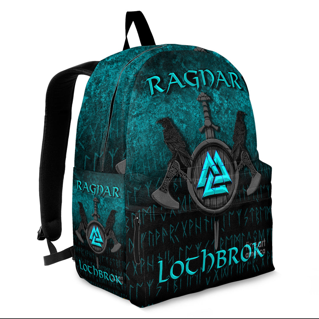 Viking Backpack Ragnar Lothbrok Ragnar Lodbrok Viking Warrior Cyan Ver ...
