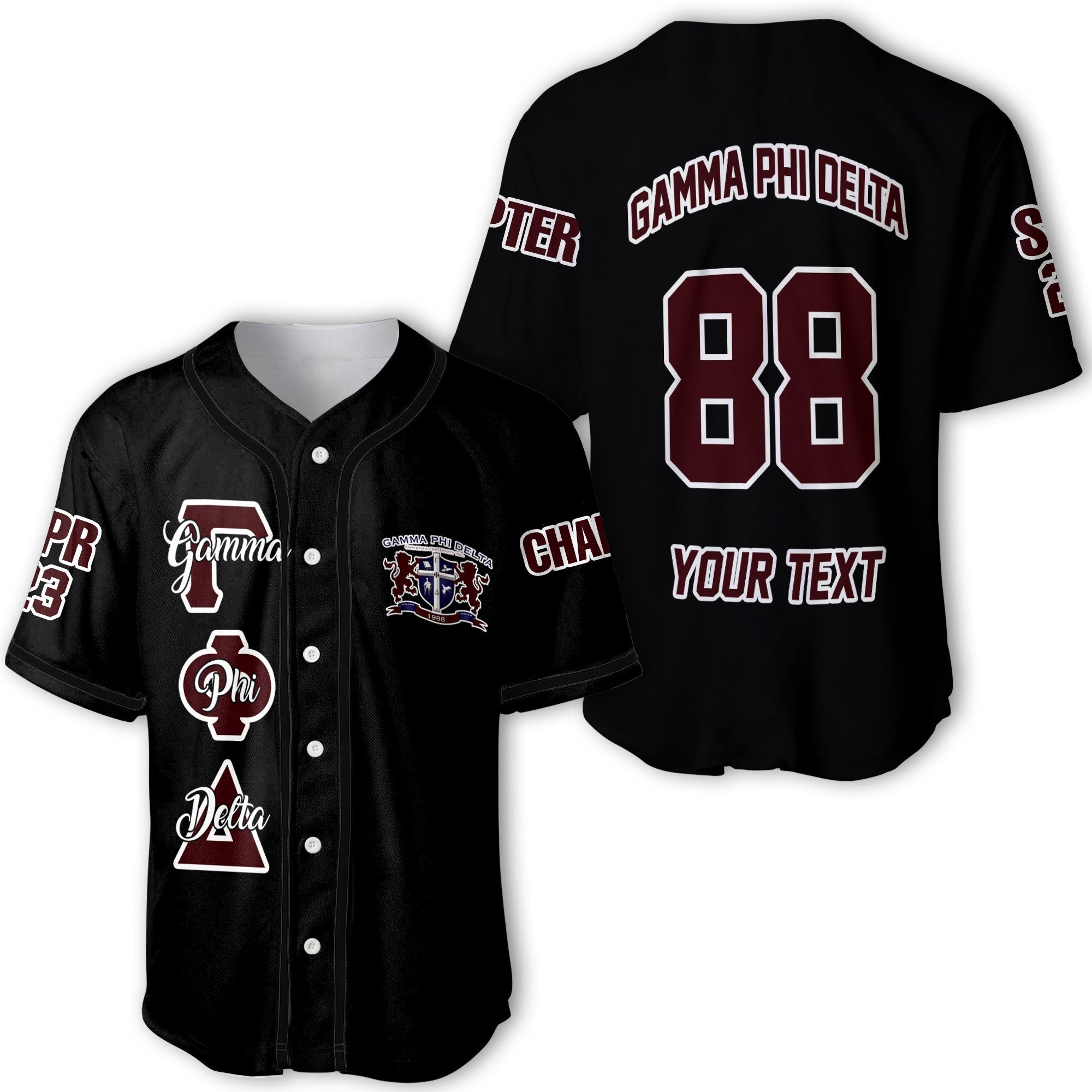Fraternity Baseball Jersey - Personalized Gamma Phi Delta Christian Ba ...
