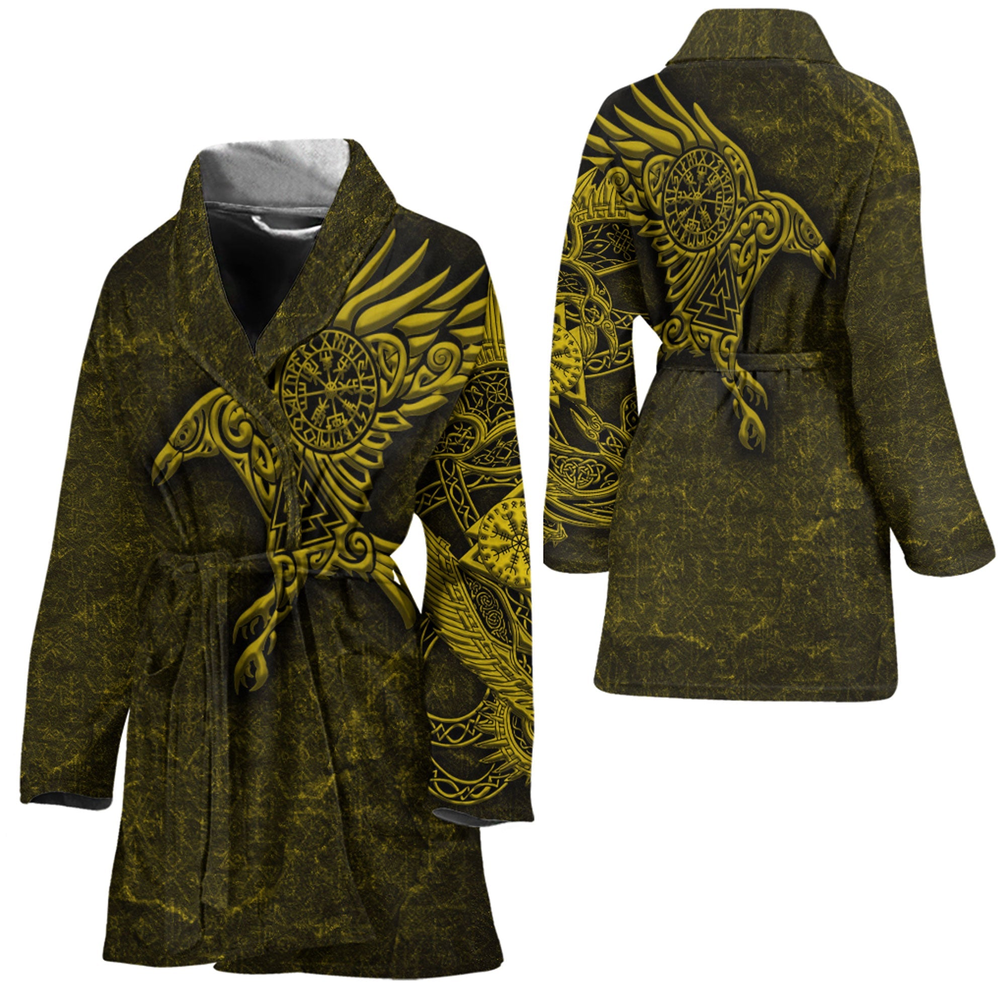 Viking Bath Robe Raven Vegvisir Gold Viking – To The Closet