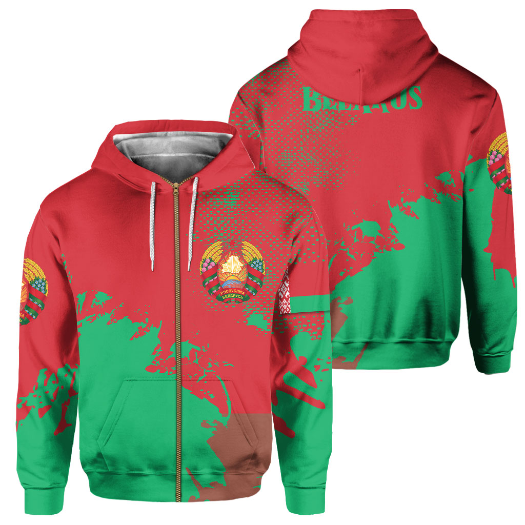 Belarus Zip Hoodie Flag & Coat Of Arms Paint Style – To The Closet