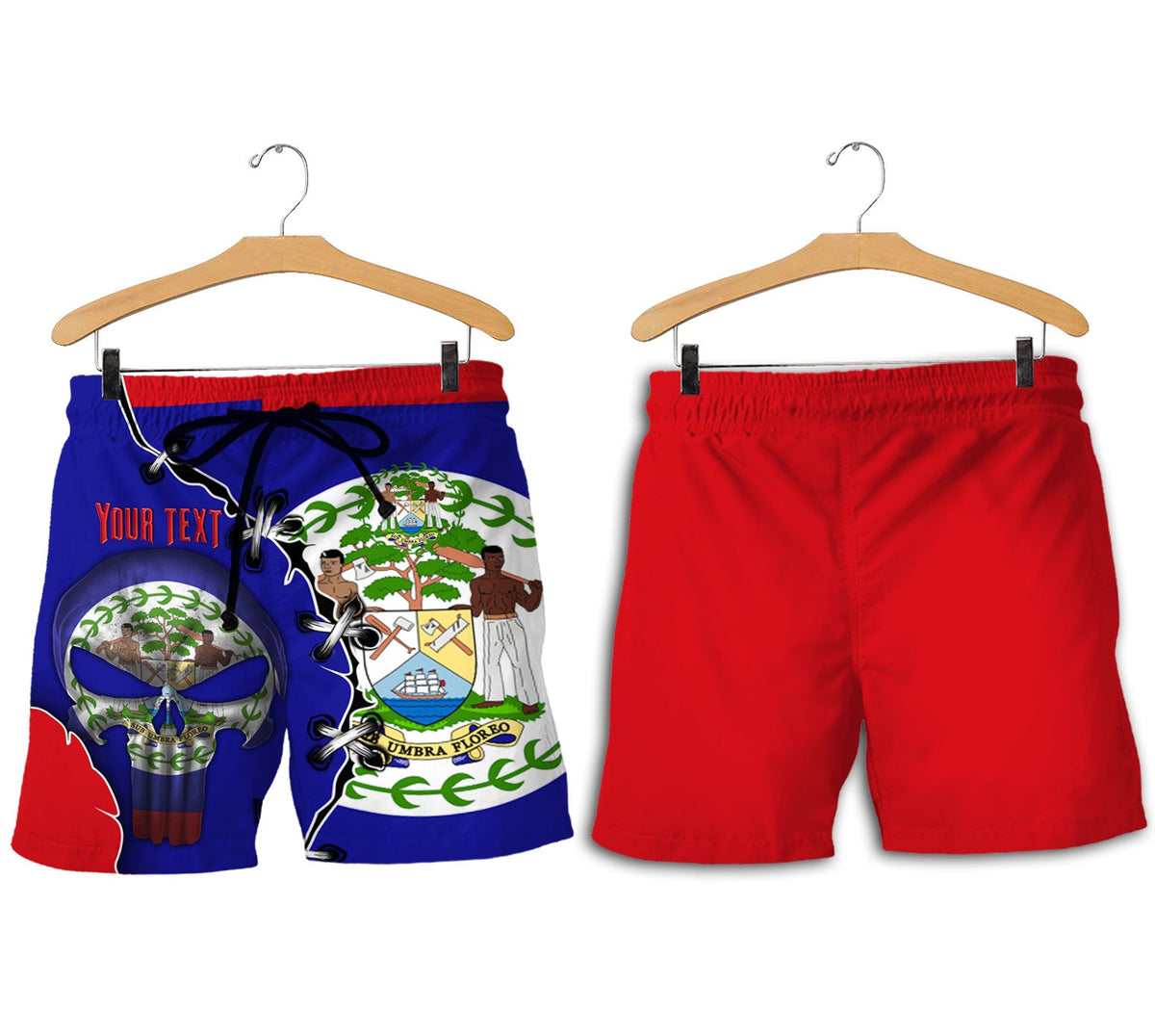 Belize Men Short Flag & Coat Of Arms Skull Style – To The Closet