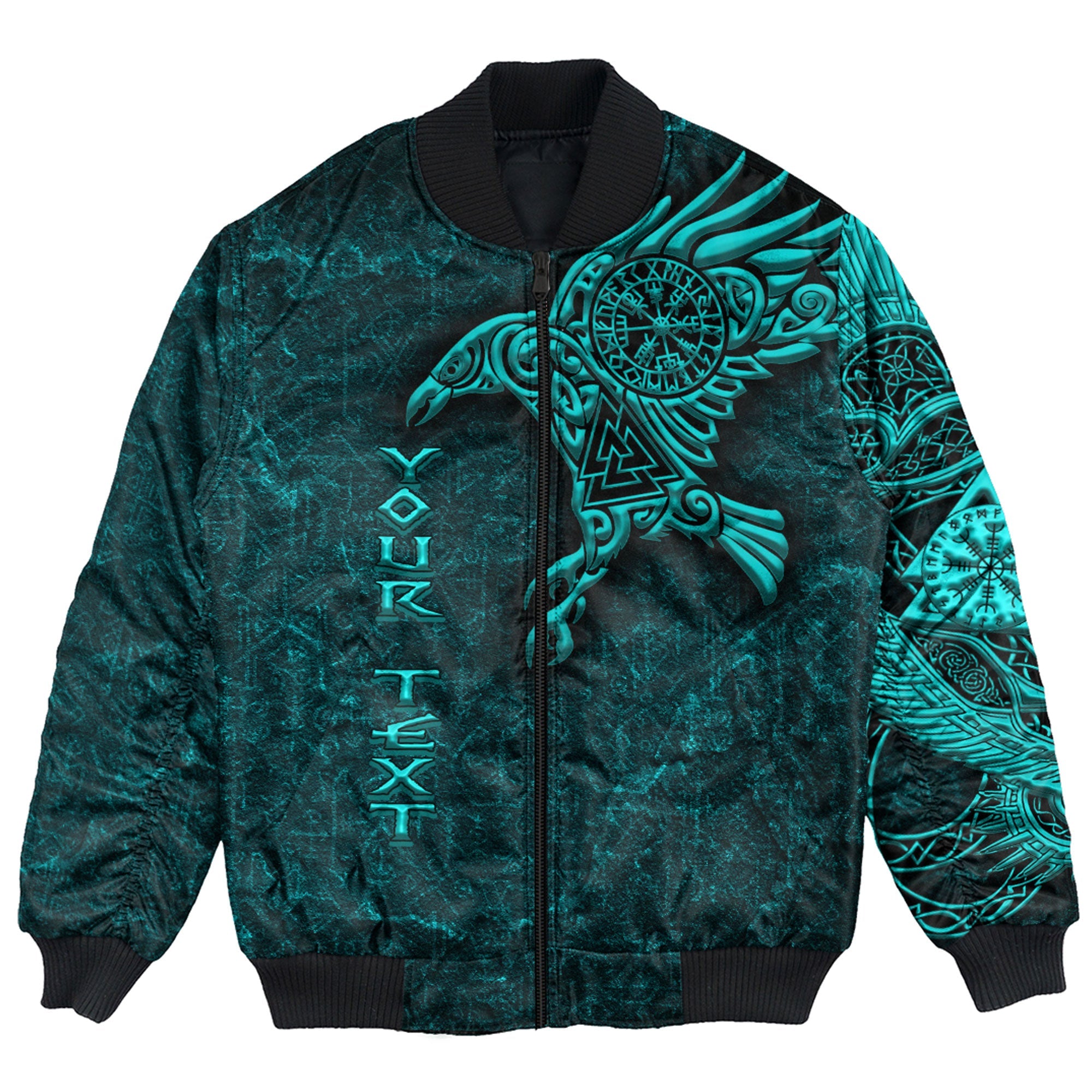 Viking Bomber Jacket Raven Vegvisir Turquoise Custum Style – To The Closet