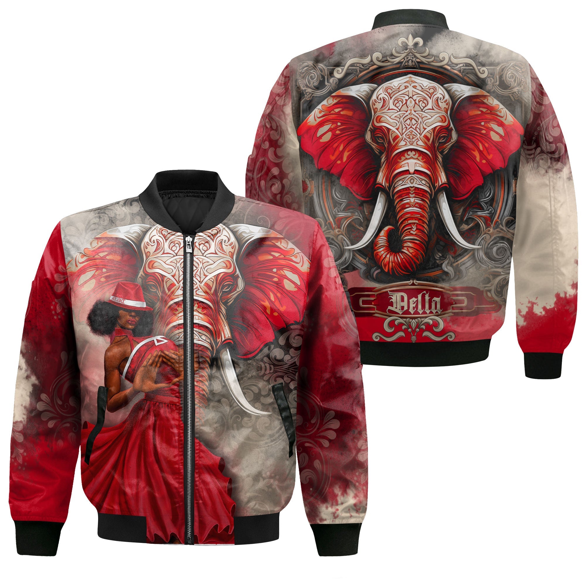 Sorority Bomber Jacket - DST Hand Sign Bomber Jackets Elephant Royal R ...