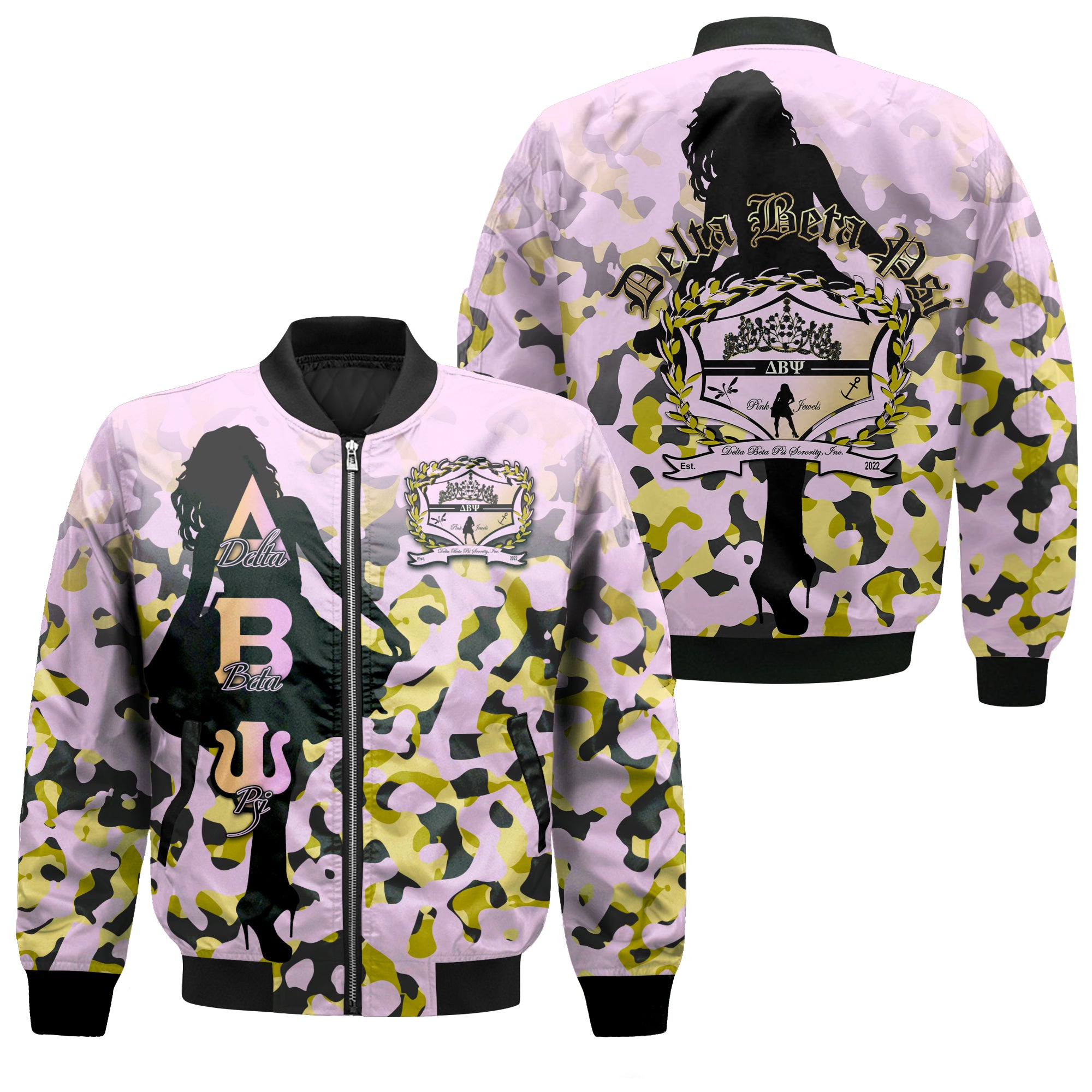 Sorority Jacket - Delta Beta Psi Bomber Jacket Camouflage Style – To ...