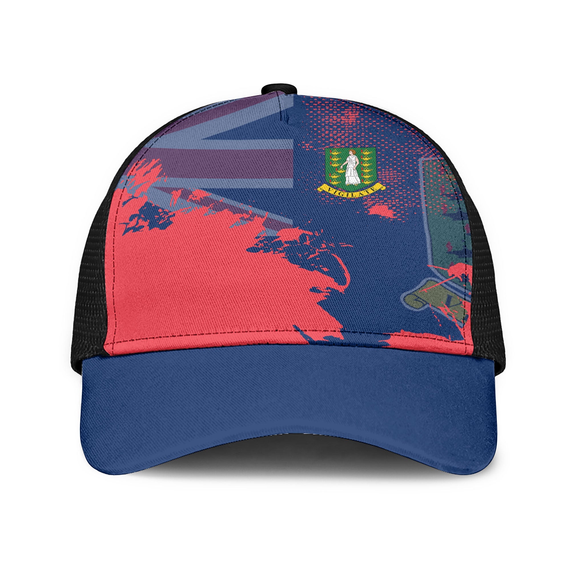 British Virgin Islands Mesh Back Cap Flag & Coat Of Arms Paint Style ...