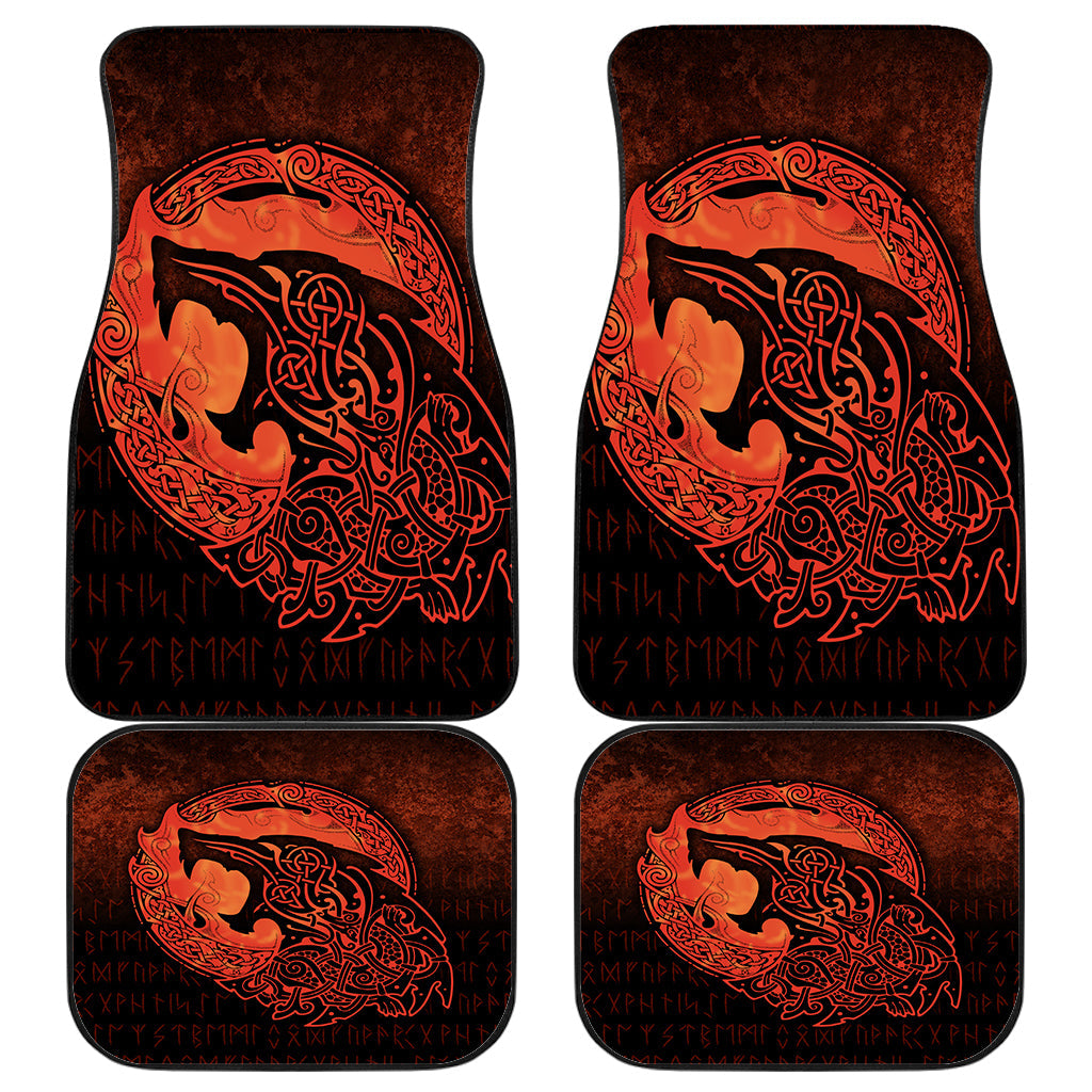 Viking Front And Back Car Mats Fenrir Viking 3D Tattoo Orange Version ...