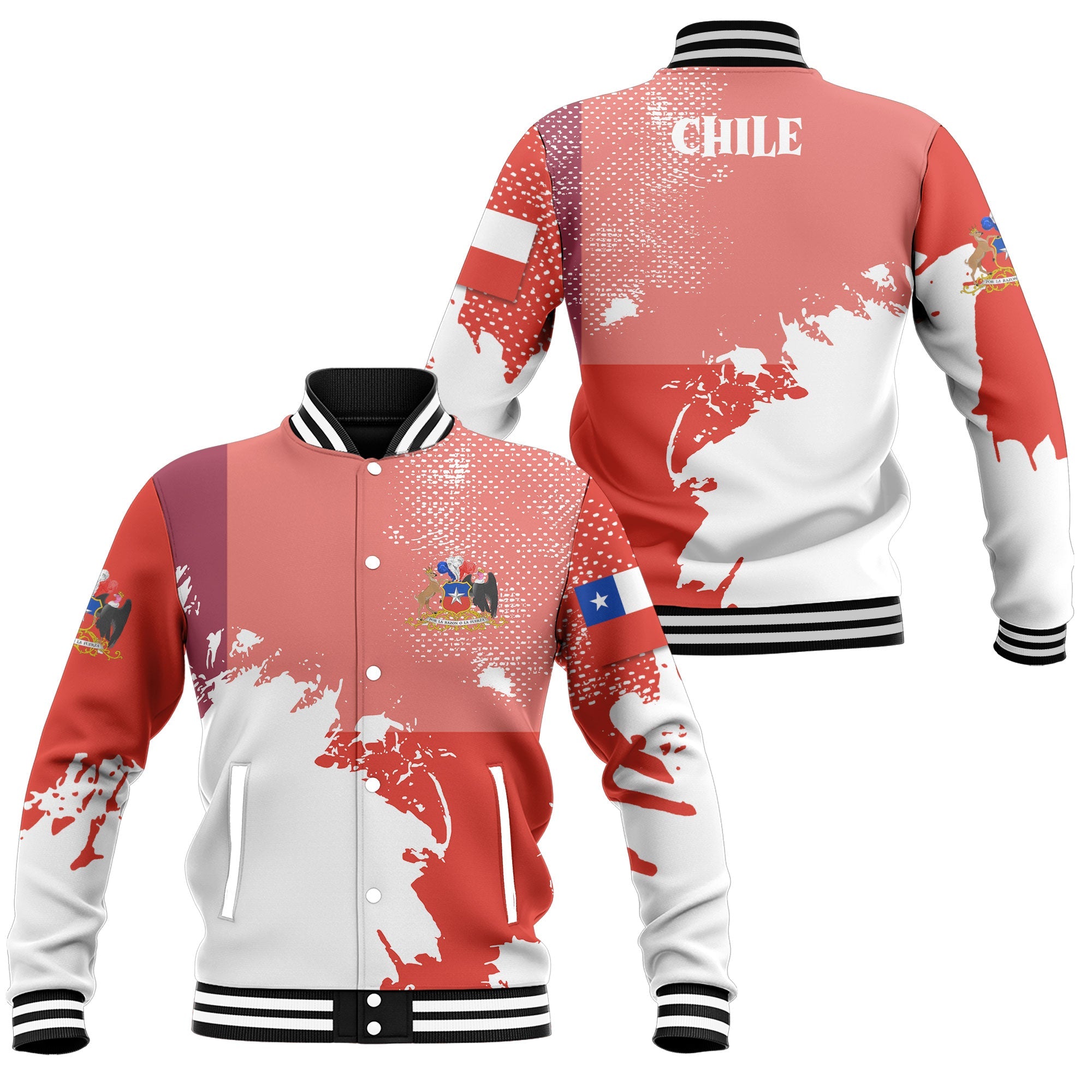 Chile Baseball Jacket Flag & Coat Of Arms Paint Style – To The Closet