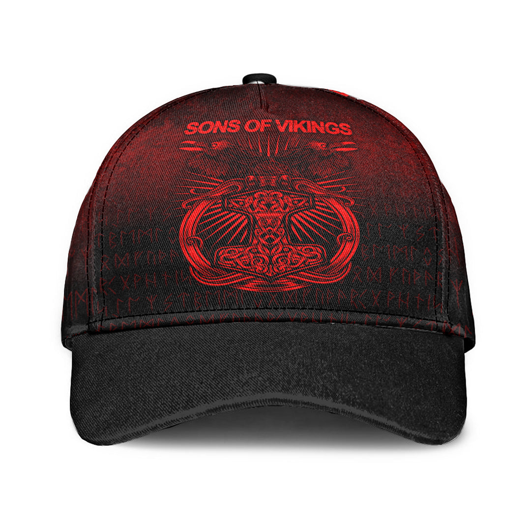 Viking Classic Cap Viking Ravens Mjolnir Red Version – To The Closet