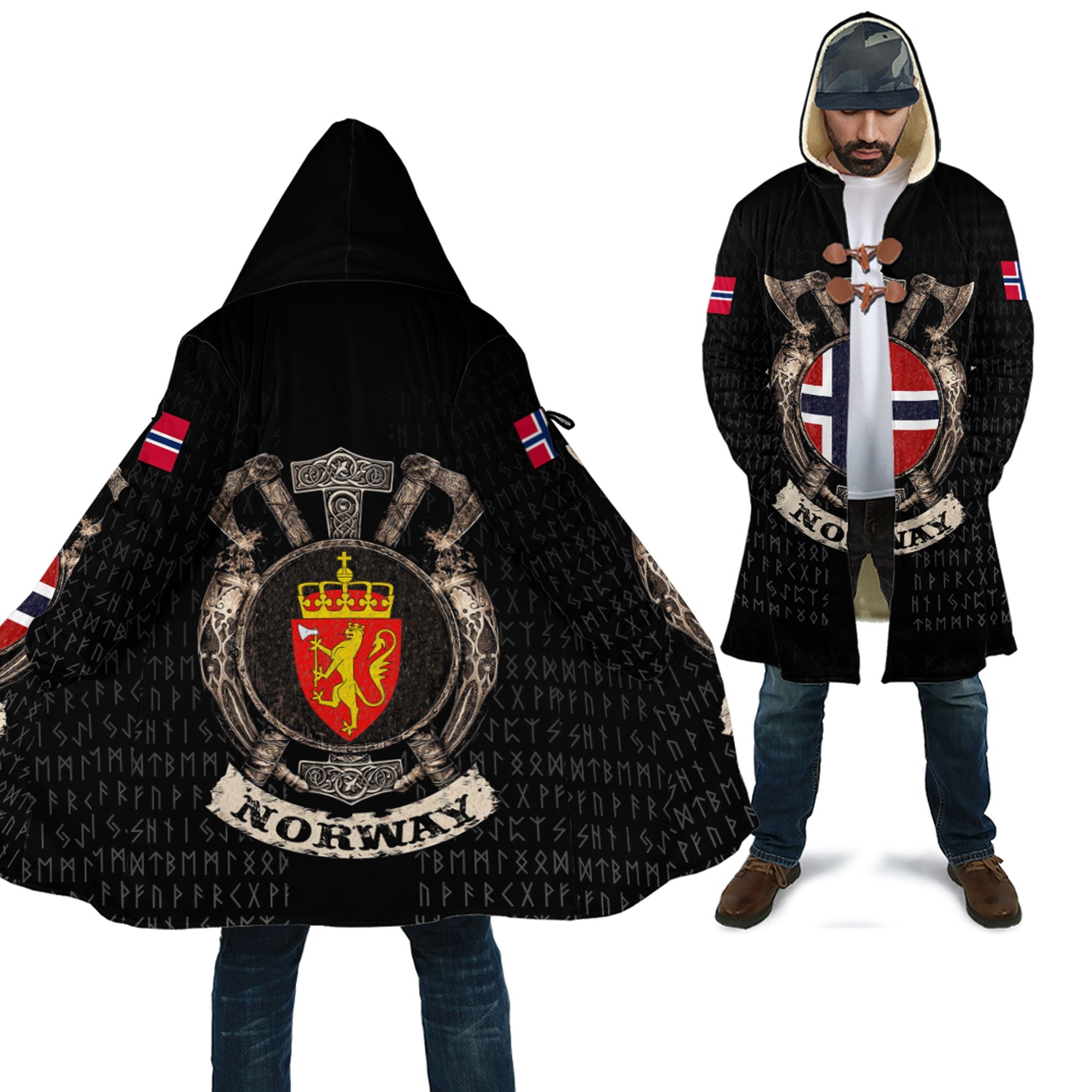 Viking Hooded Coat Norway Shield – To The Closet